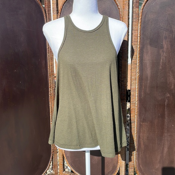 Free People | Tops | Free People Army Green Ribbed Tank | Poshmark